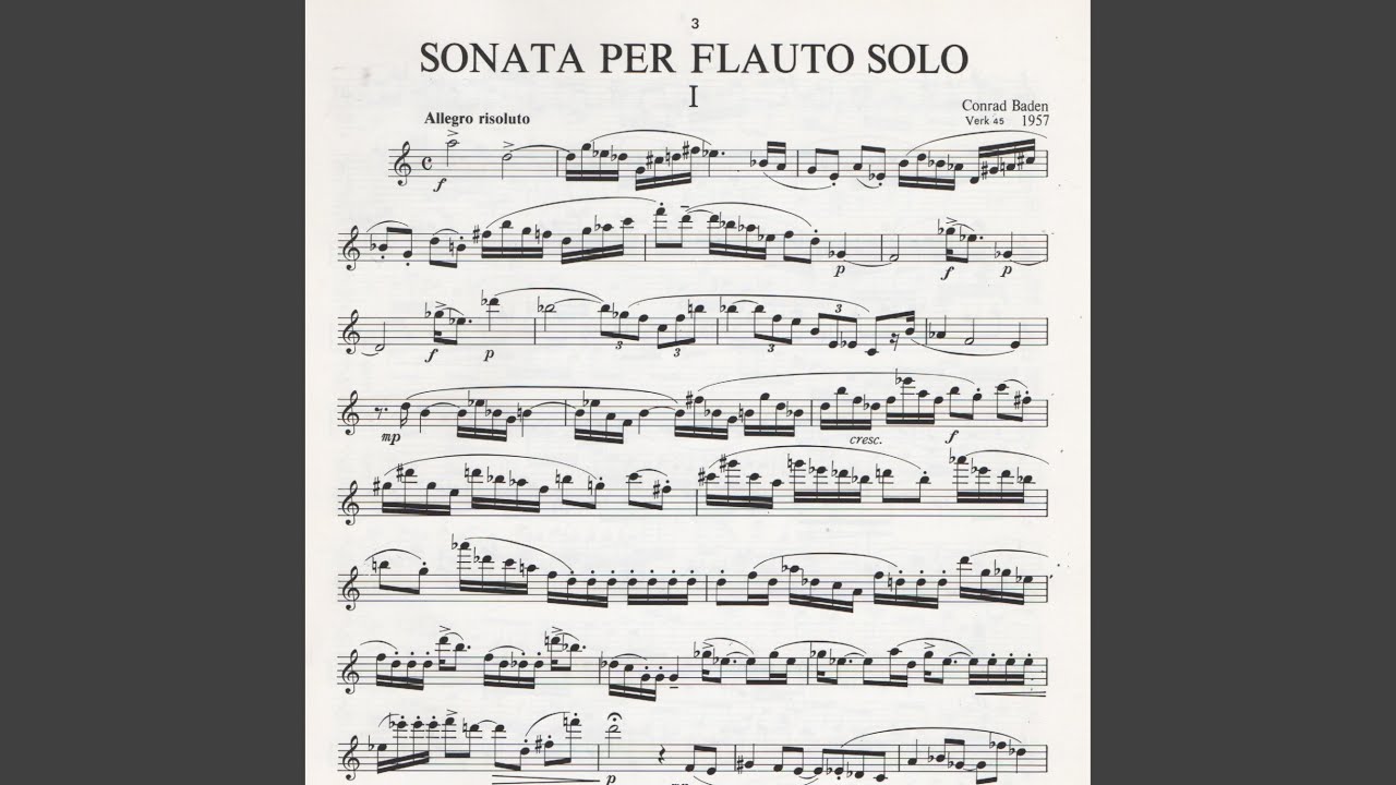 Conrad Baden: Allegro risoluto, 1. mov. from Flute Sonata (1957) Op 45 - YouTube