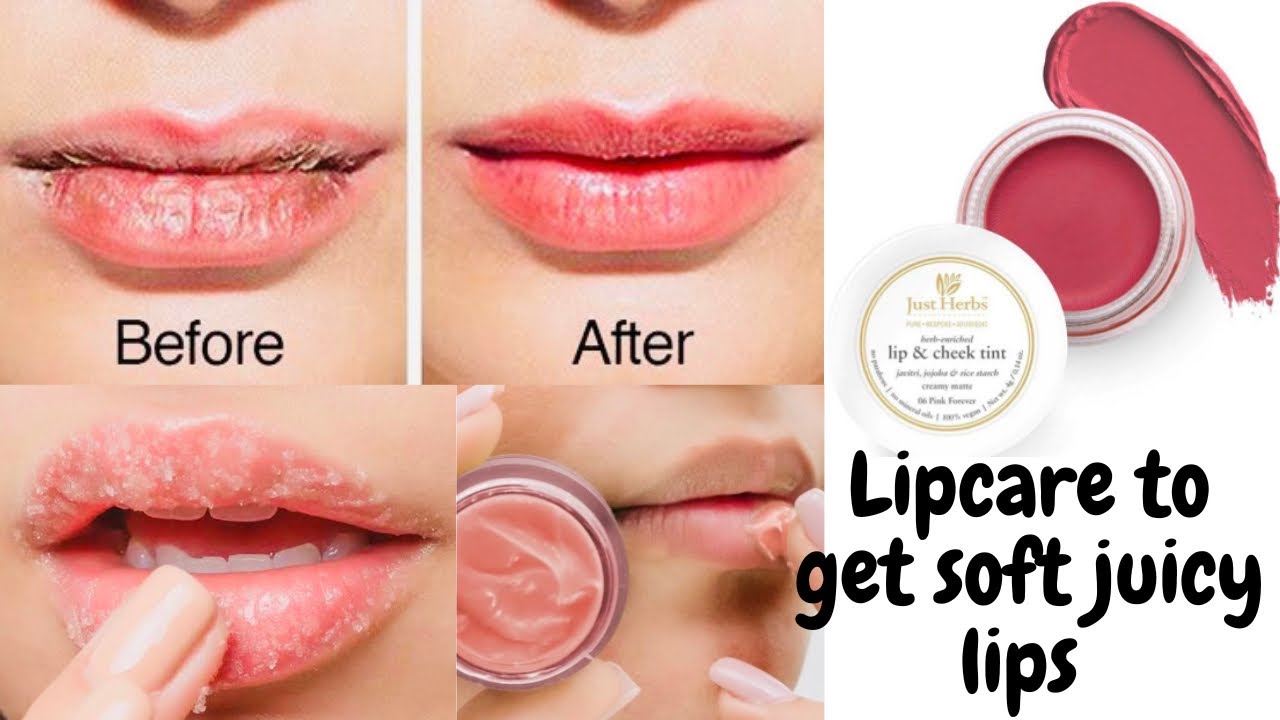lip care routine to get soft juicy lips !! JUST HERBS products review | how to lighten dark lips ...