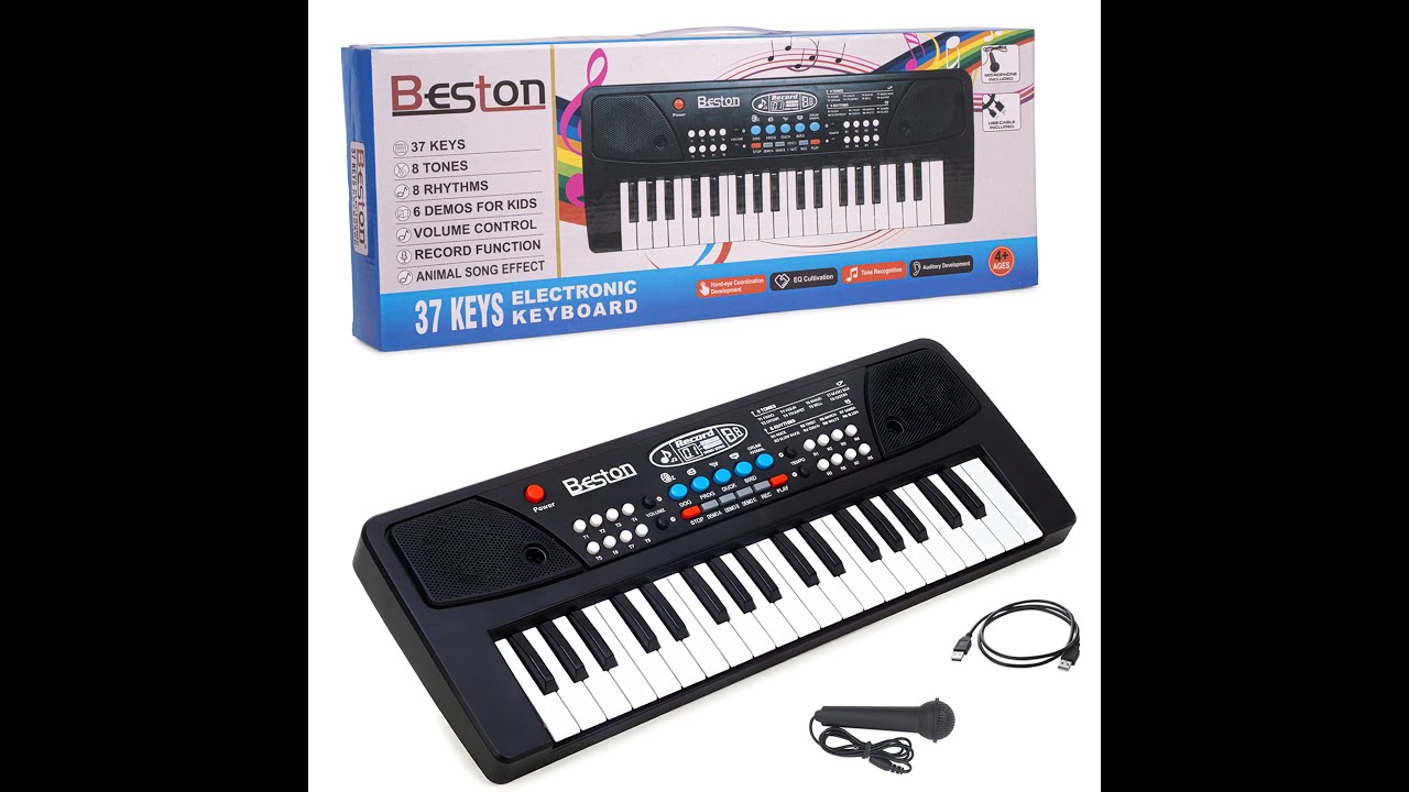 BESTON 37 Keys Piano Unboxing Keyboard Toy with Mic, USB Power Cable ...