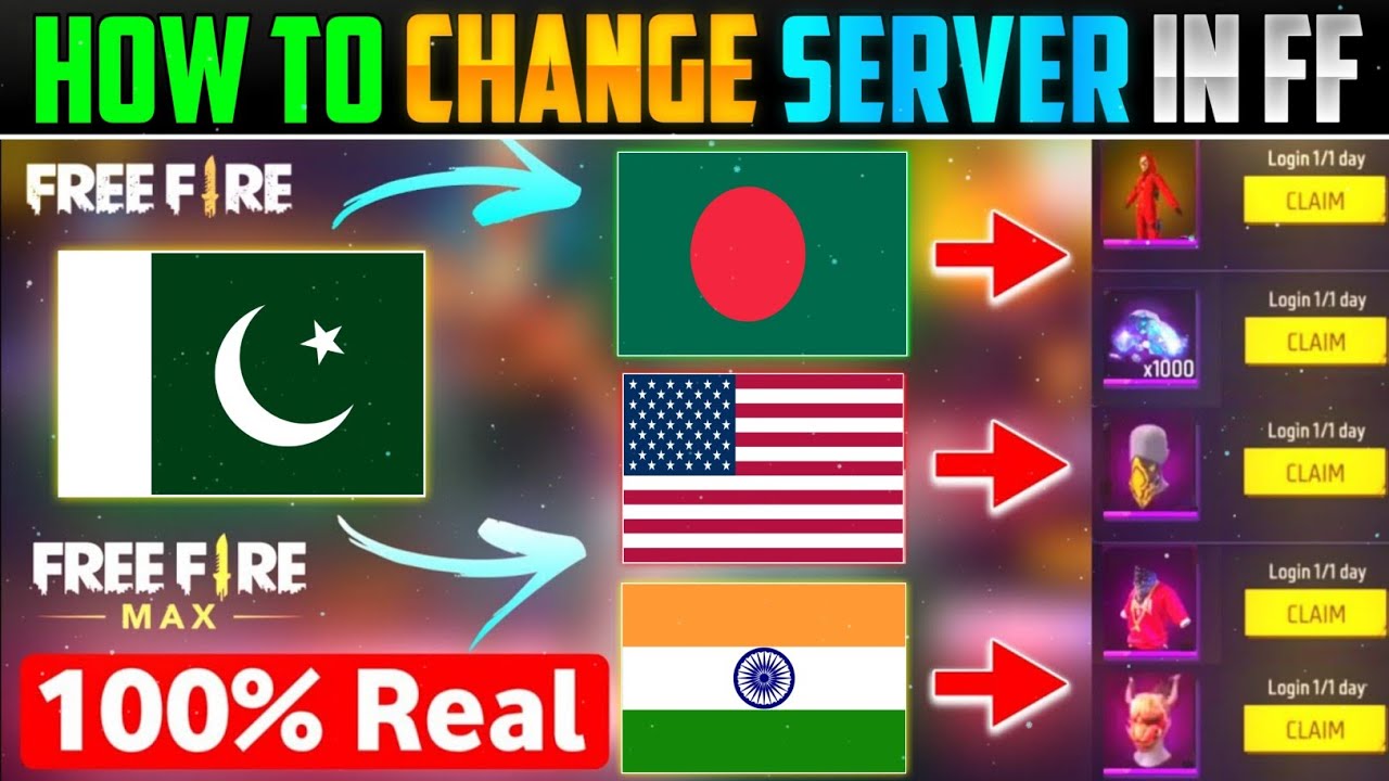 How To Change Server In Free Fire | Free Fire Mein Server Kaise Change ...