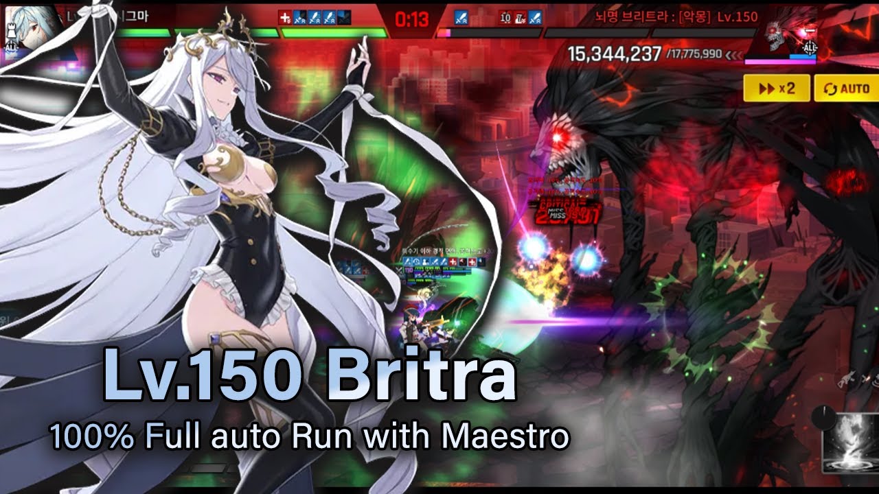 [Counter Side] Full Auto Lv. 150 Britra Raid 100% Run with Maestro ...
