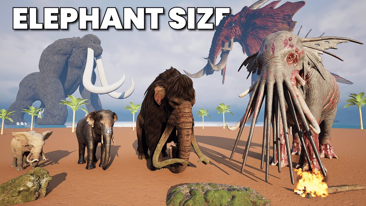 Monsters Elephant Size Comparison 3D | ZUNESHA VS BEHEMOTH - YouTube