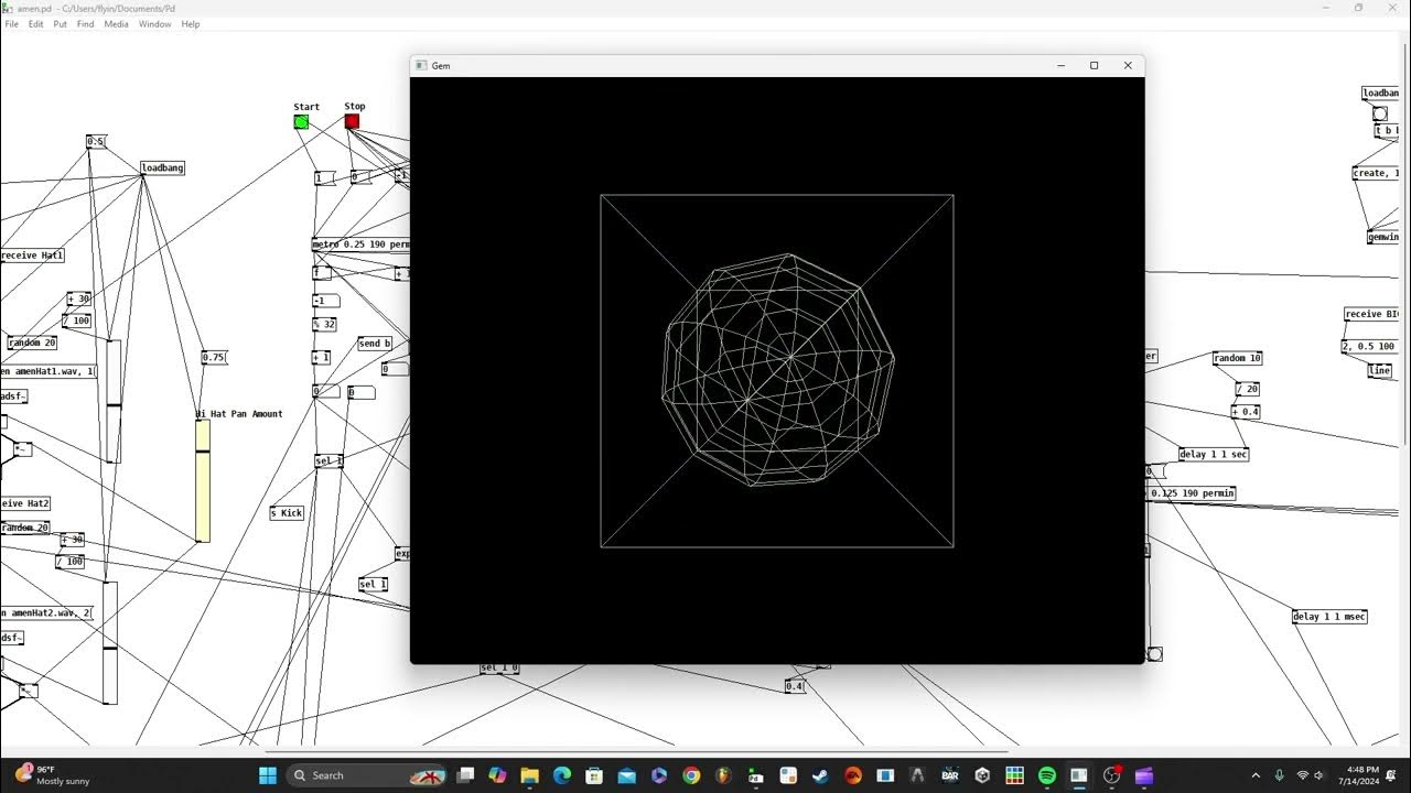 generative breakcore patch in pure data (wip) - YouTube