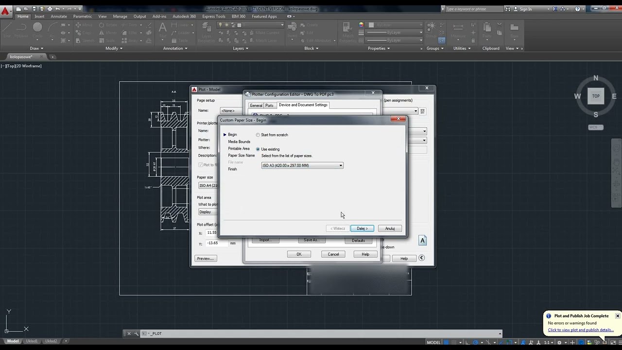 Jak zapisać projekt z AutoCAD w A3 do pdf - YouTube