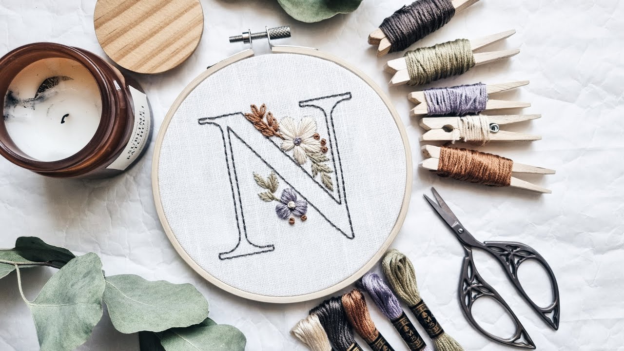Letter N | Alphabet Embroidery pattern | Embroidery for beginners - YouTube