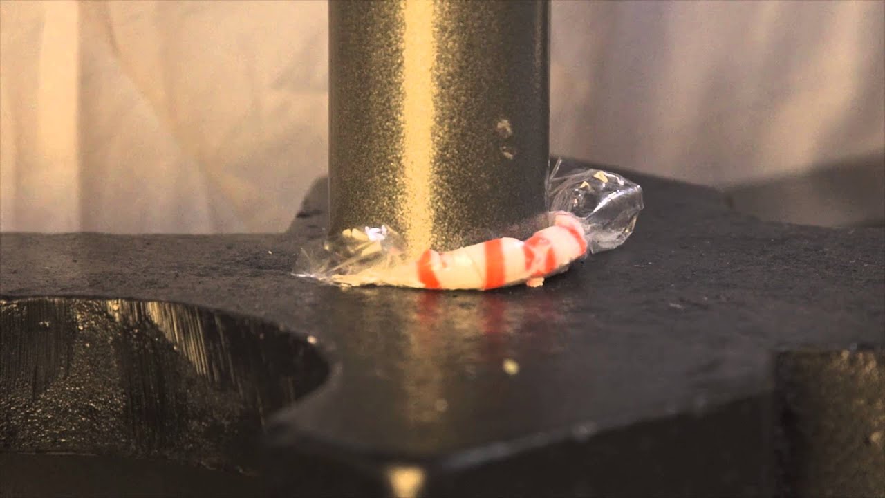 Real Life Candy Crush with 20 Ton Press - YouTube