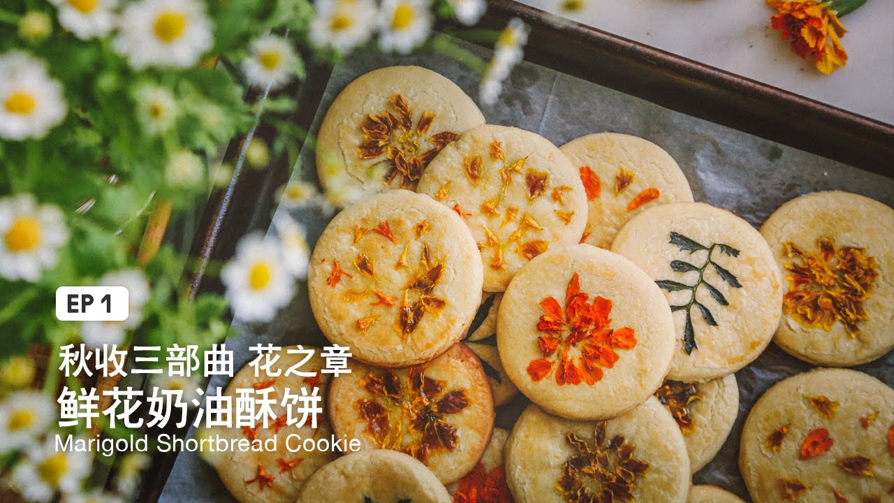 Harvest from Balcony Garden｜Marigold Flower Shortbread Cookie｜秋收三部曲第1話 ...