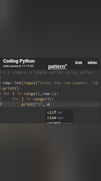 A simple triangle pattern using python.(Mechanical keyboard sound was used). #coding #islamicate ...