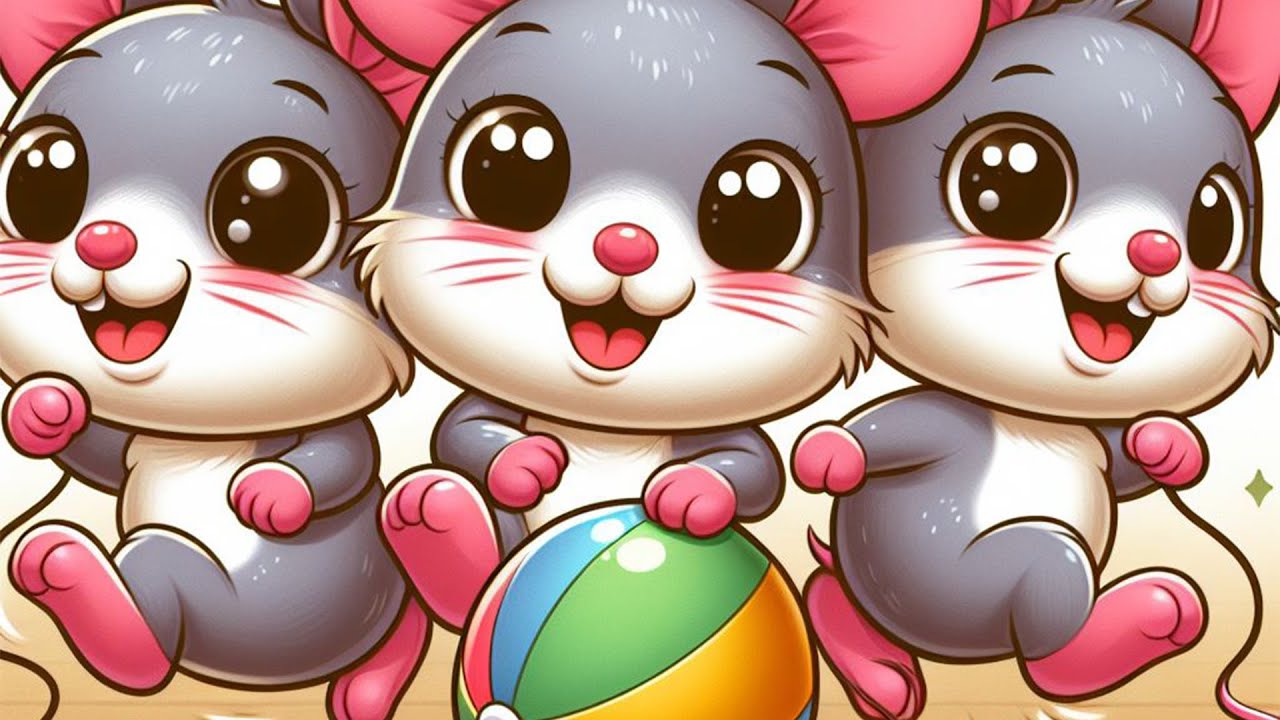 Three funny mice play with a colorful ball (30 MIN) - Nursery Rhymes ...