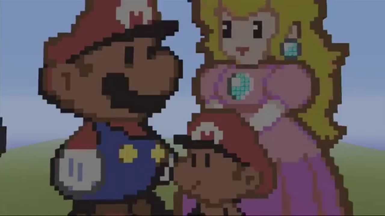 Peach, Mario, And a BABY - MINECRAFT Pixel Art - Super Mario Bros MC ...