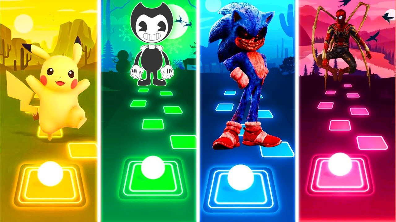 Pikachu Vs Bendy Vs Sonic Exe Vs Spiderman 3 - Tiles Hop EDM Rush ...