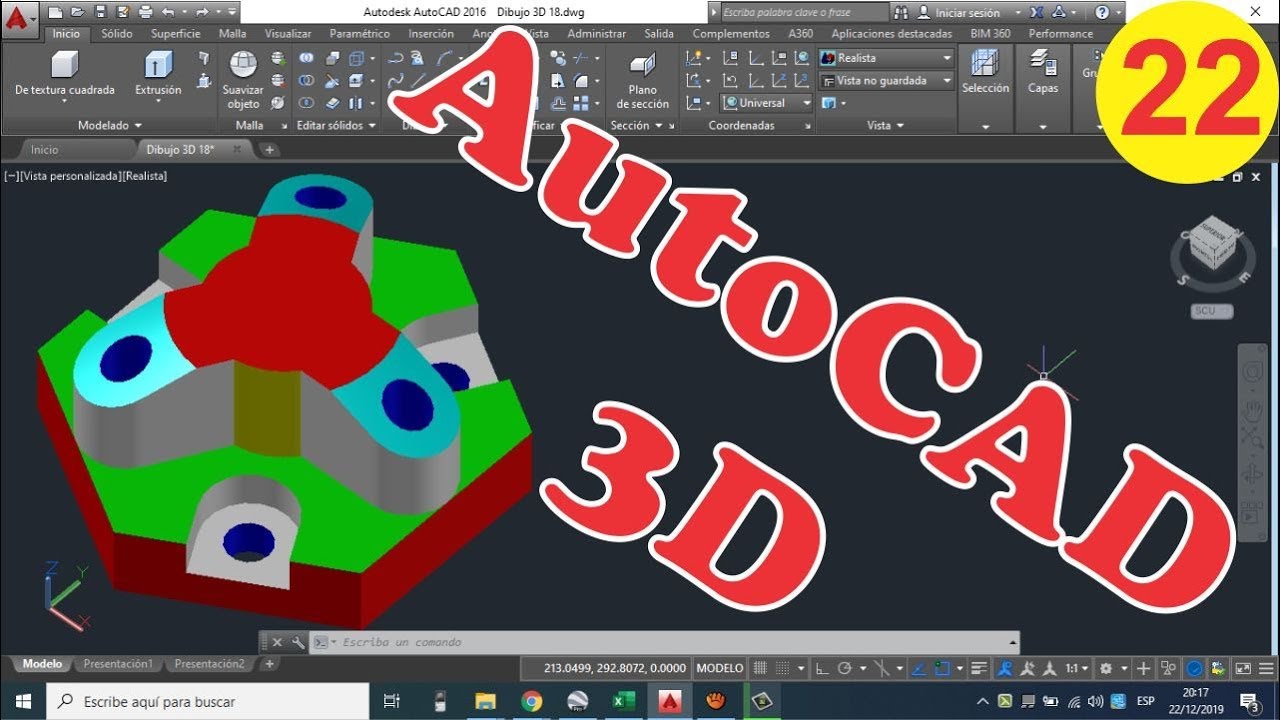 Video 22. Autocad 3D. Pintado de caras de objetos 3D. 100% PRÁCTICO ...