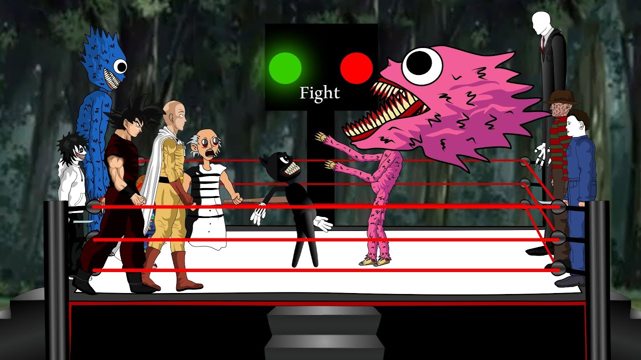 WWE SmackDown Saitama , Goku , Cartoon Cat , Chucky,Jeff,Huggy Wuggy VS ...