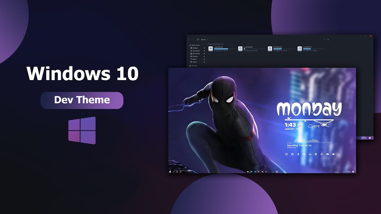 Dev Theme With Spider Man Desktop || Windows 10 Theme - YouTube