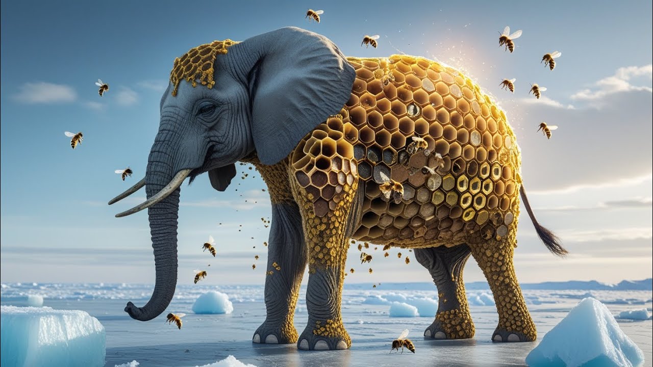 Rescue team saves elephant from bees that have turned elephant's body ...