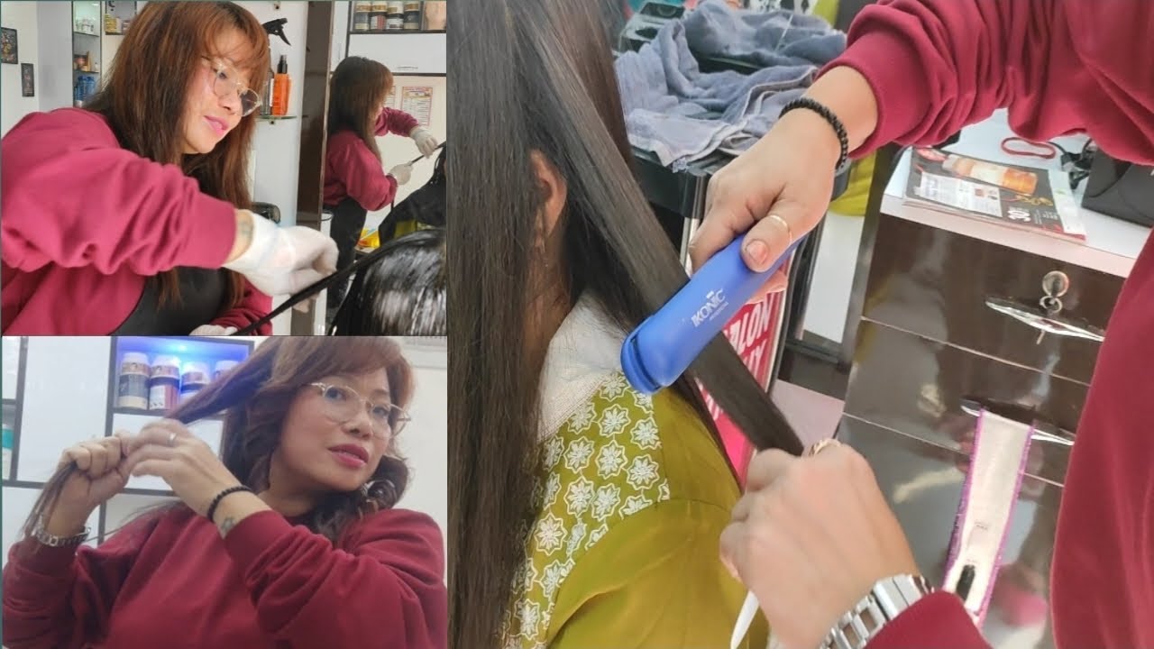 Turning Rough Messy Hair Into Smooth & Silky Straight Hair In 10 mins ...