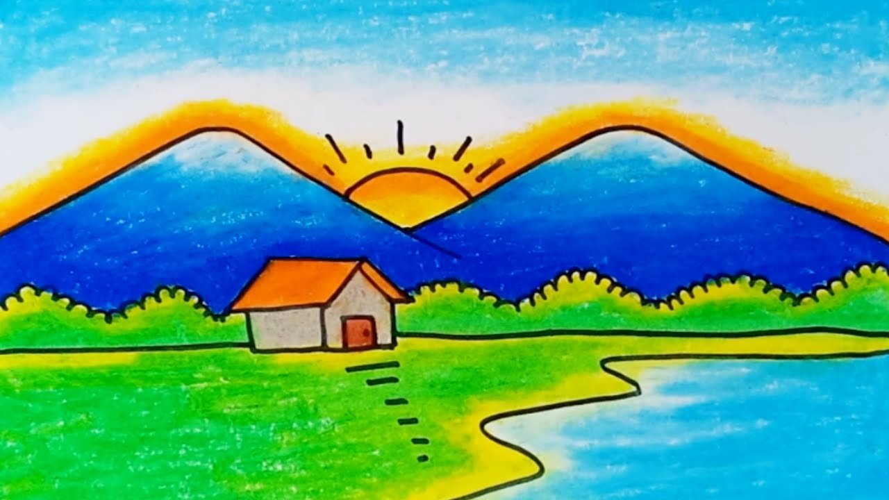 How to Draw Scenery Easy Step by Step |Drawing Scenery for Beginners ...