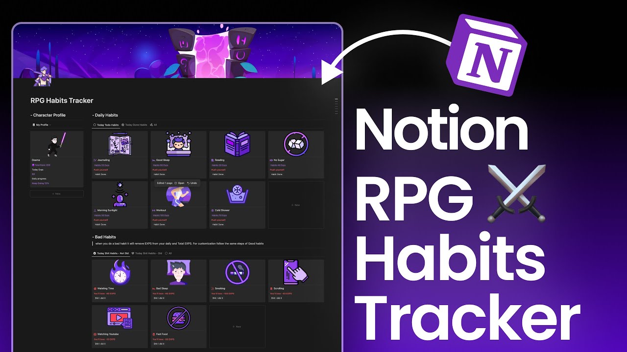 How to build a Notion RPG Habits Tracker ⚔️ Step by Step (Make tracking ...