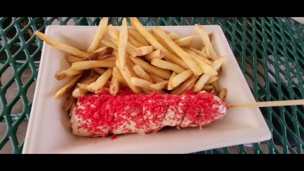 Flamin' Hot Korean Corn Dog Review Six Flags Great America 6-26-23 ...