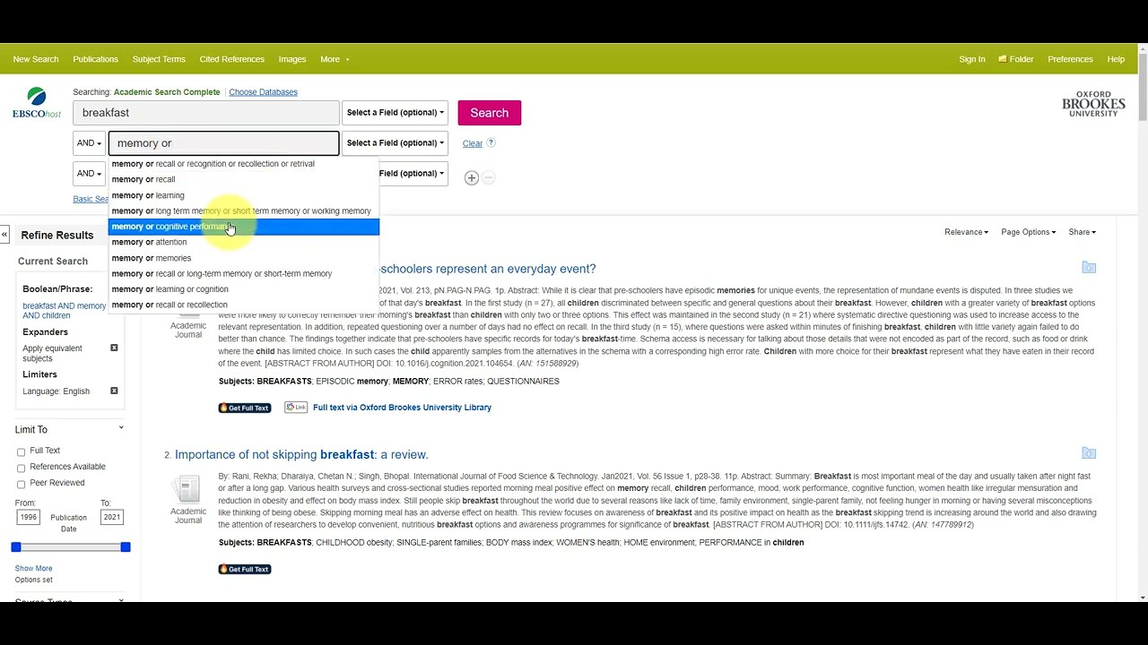 Literature Searching using the Academic Search Complete database - YouTube