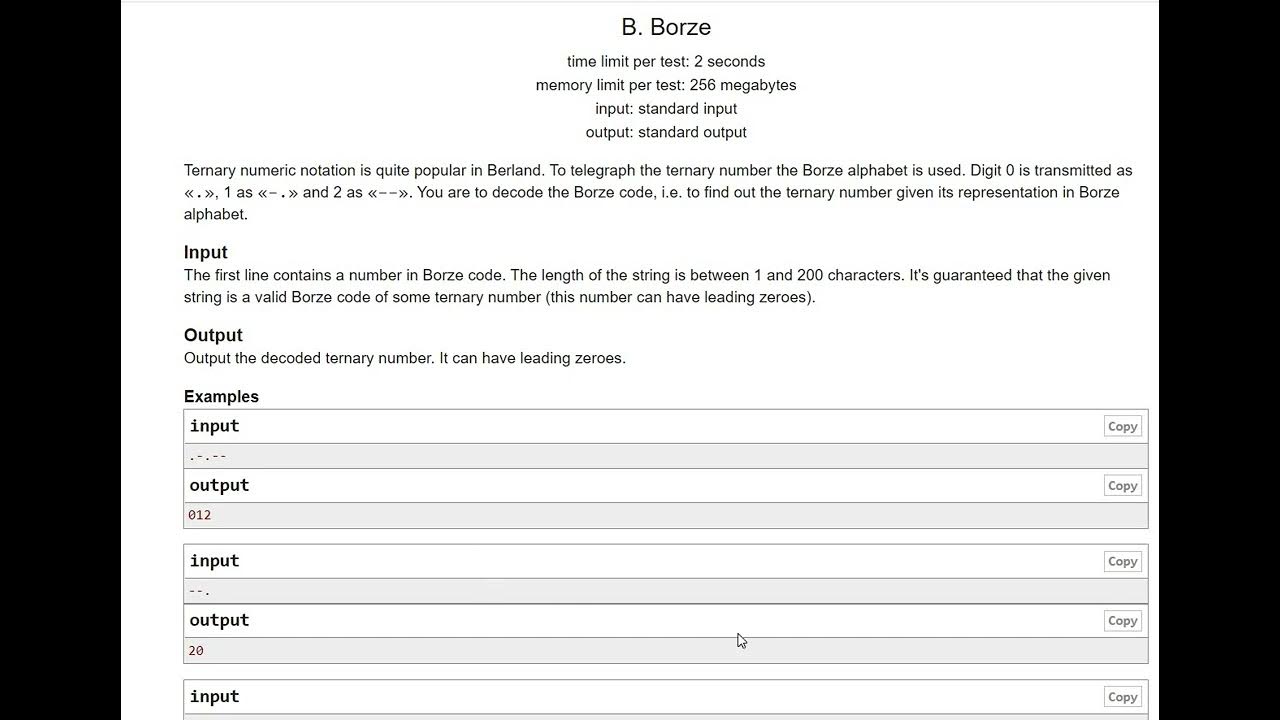 Borze Codeforces 32B - YouTube