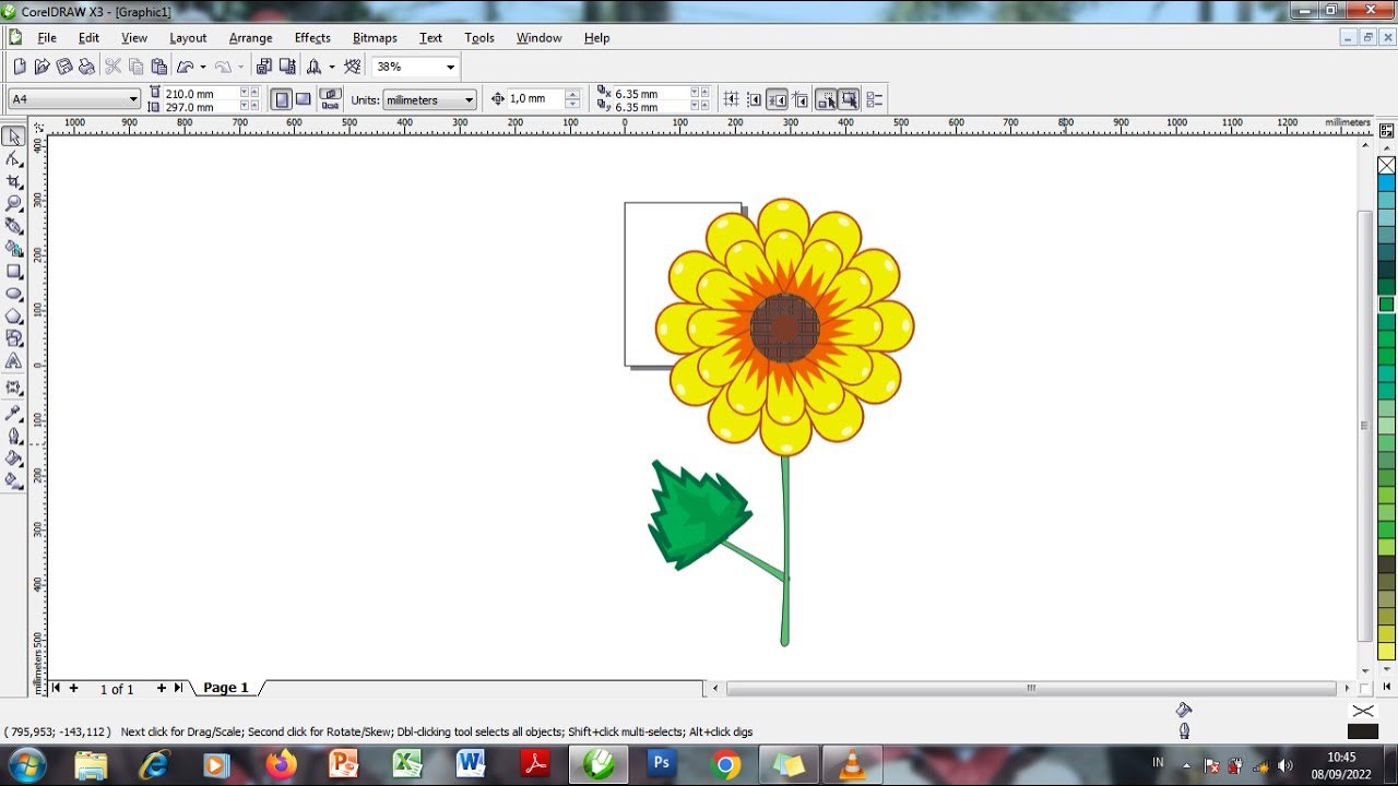 Belajar Corel Draw (menggambar bunga matahari) - YouTube