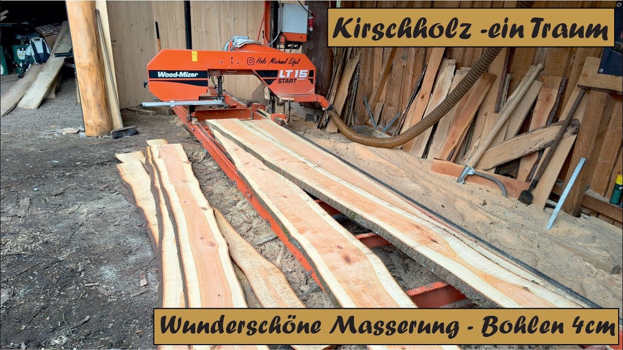 Kirschholz auf der Woodmizer LT15 - wunderschöne Maserung #woodmizer # ...