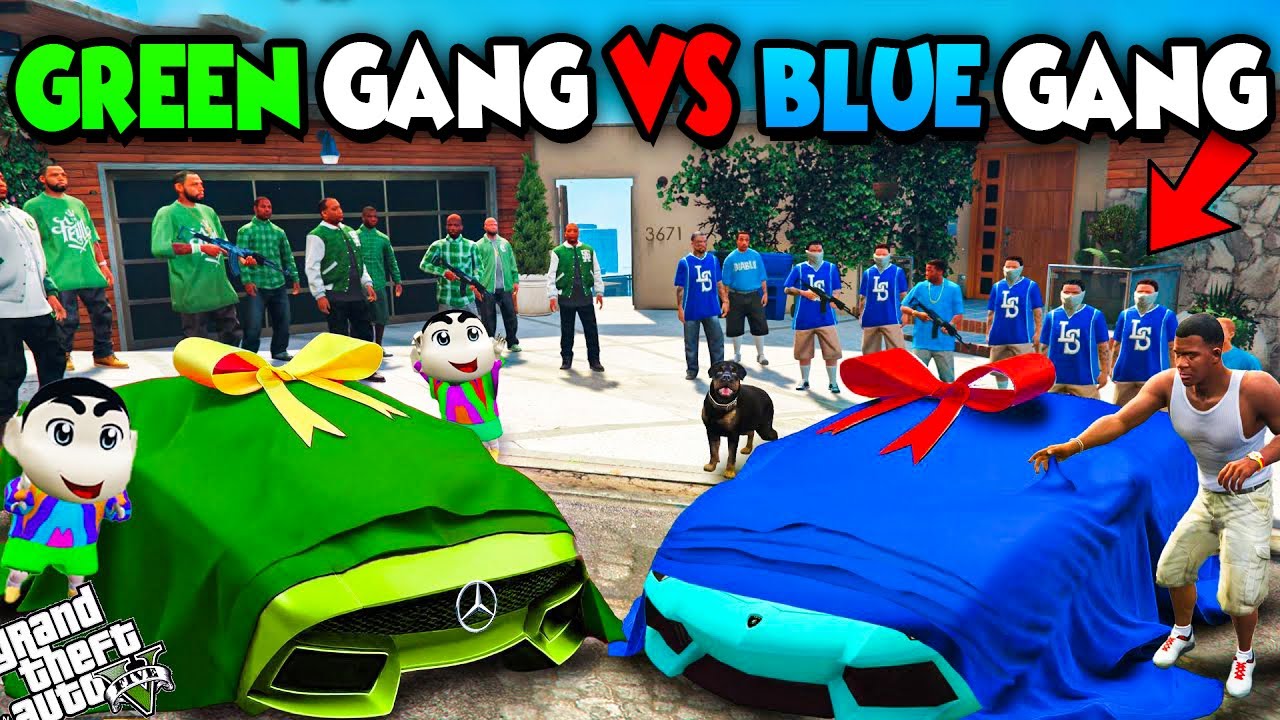 GTA 5 : Franklin Blue Gang VS Shinchan & Pinchan Green Gang Special Car ...