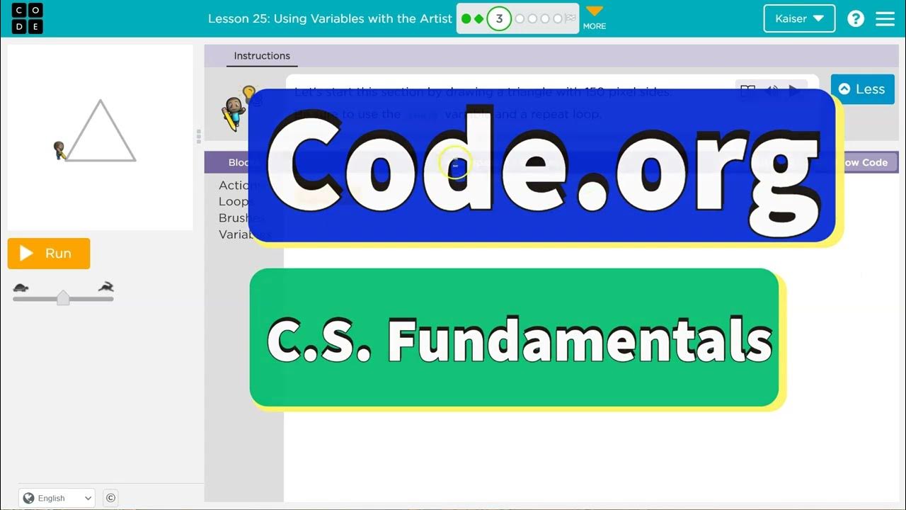 Code.org Lesson 25.3 Using Variables with the Artist | Tutorial with ...