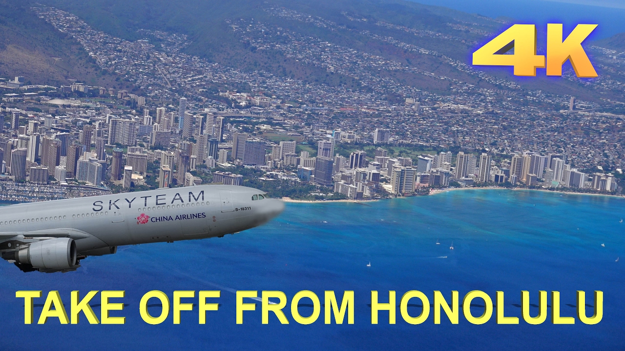 Honolulu Take Off From International Airport 4K - YouTube