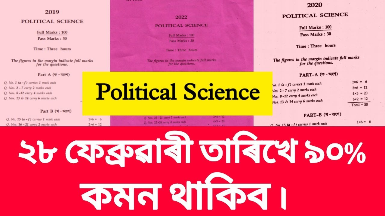 HS final exam 2023 Political science question paper / Political science ...