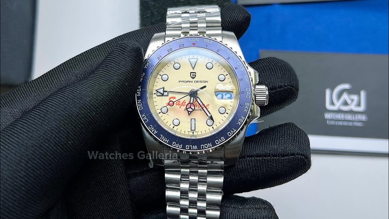 Pagani Design PD1758 World Time GMT Watch | PD 1758 | Blue Yellow Dial ...