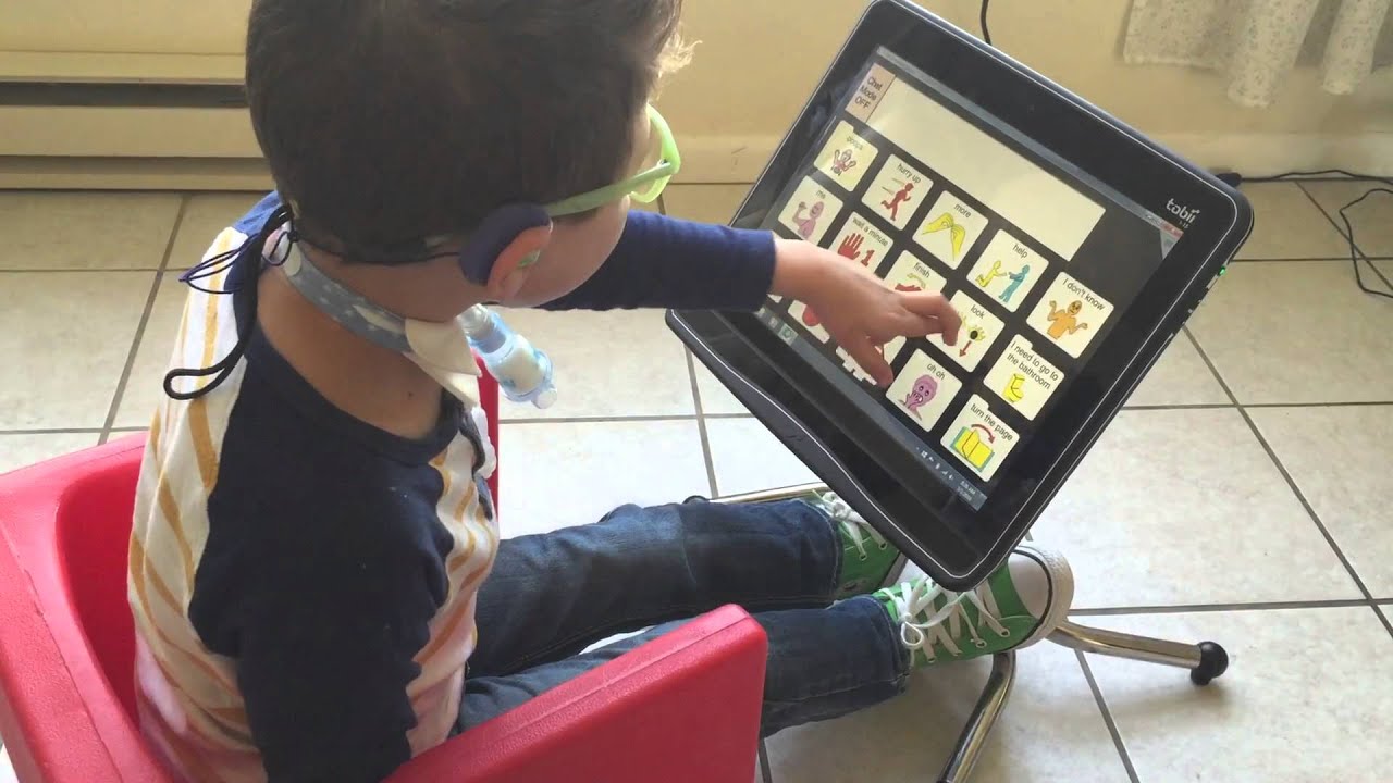 Jayden using PODD on Tobii I-15 PERFECTLY! - YouTube