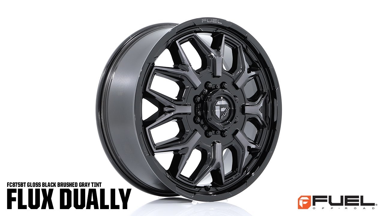 FUEL FC875 FLUX DUALLY | 22X8.25 | ET104 | GLOSS BLACK BRUSHED WITH ...