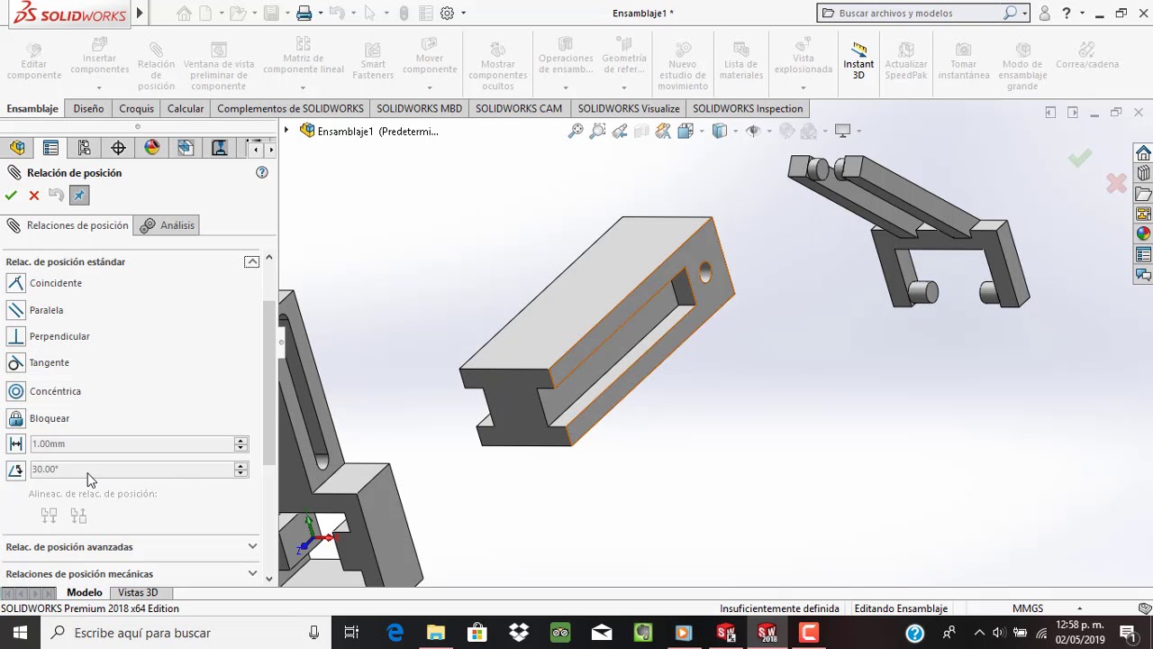 SolidWorks Ensambles V1 - YouTube