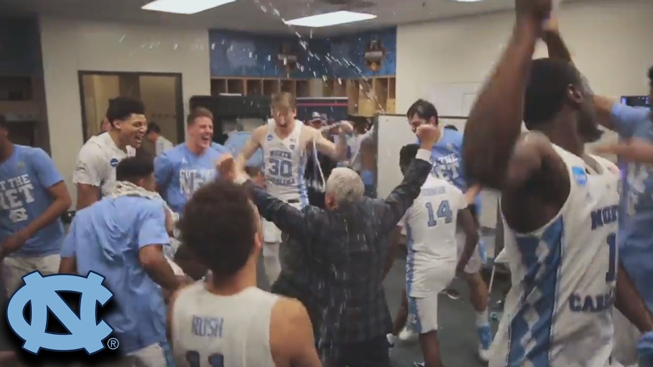 UNC To The Final 4: Locker Room Celebration After Win vs. Kentucky ...