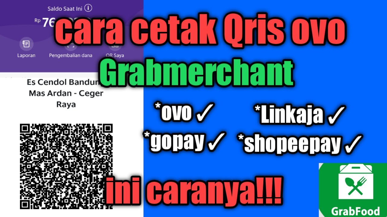 Cara cetak Qris ovo - cara cetak Qris code ovo grabmerchant - YouTube