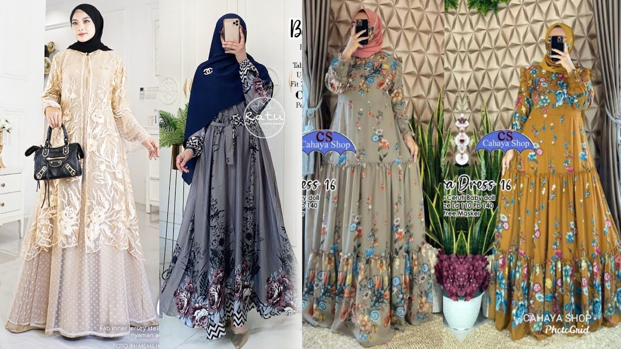 MODEL BAJU GAMIS MOTIF BUNGA-BUNGA TERBARU 2021 2022 - YouTube