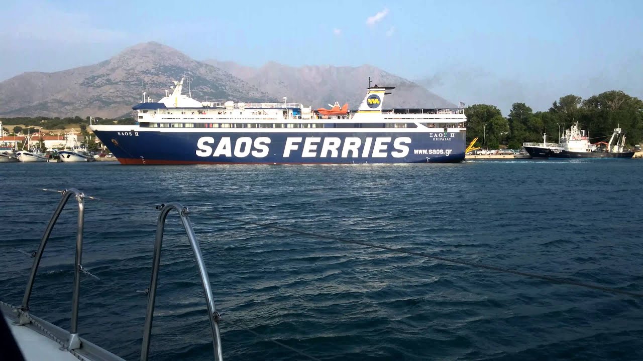 Samothraki ferry anchoring - YouTube