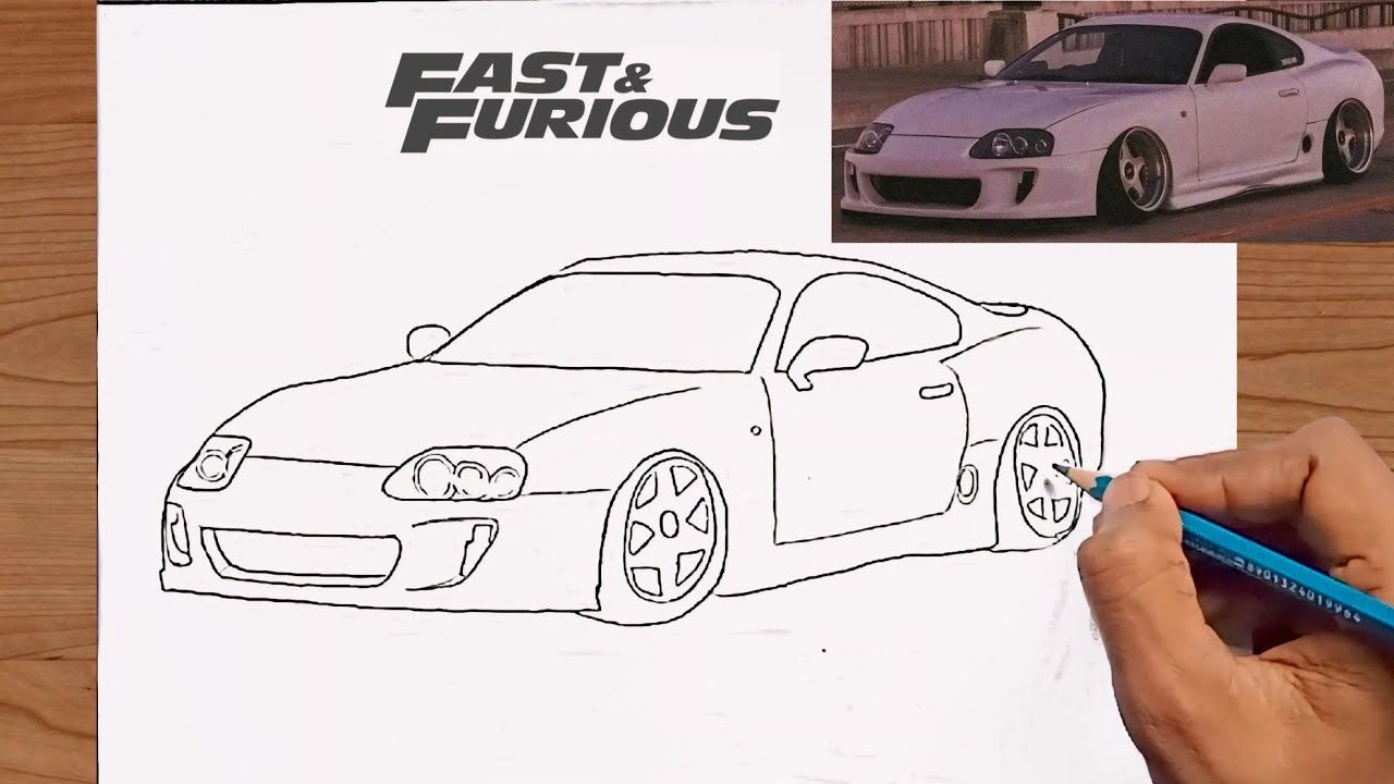 How to draw a Supra car | SUPRA A80 drawing Supra car drawing | easy ...