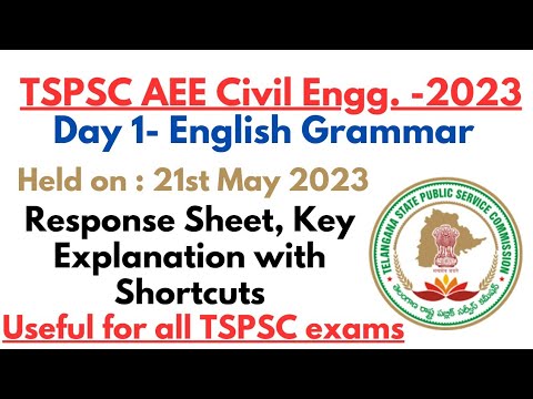 Day-1 || TSPSC AEE Civil Engineering-2023 || General English || Exam is ...