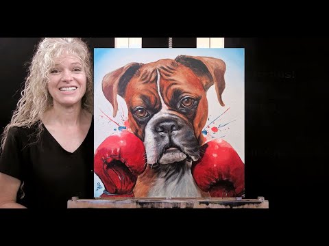 CUTE BOXER, BOXER-Learn How to Draw & Paint with Acrylics Pet Portrait ...