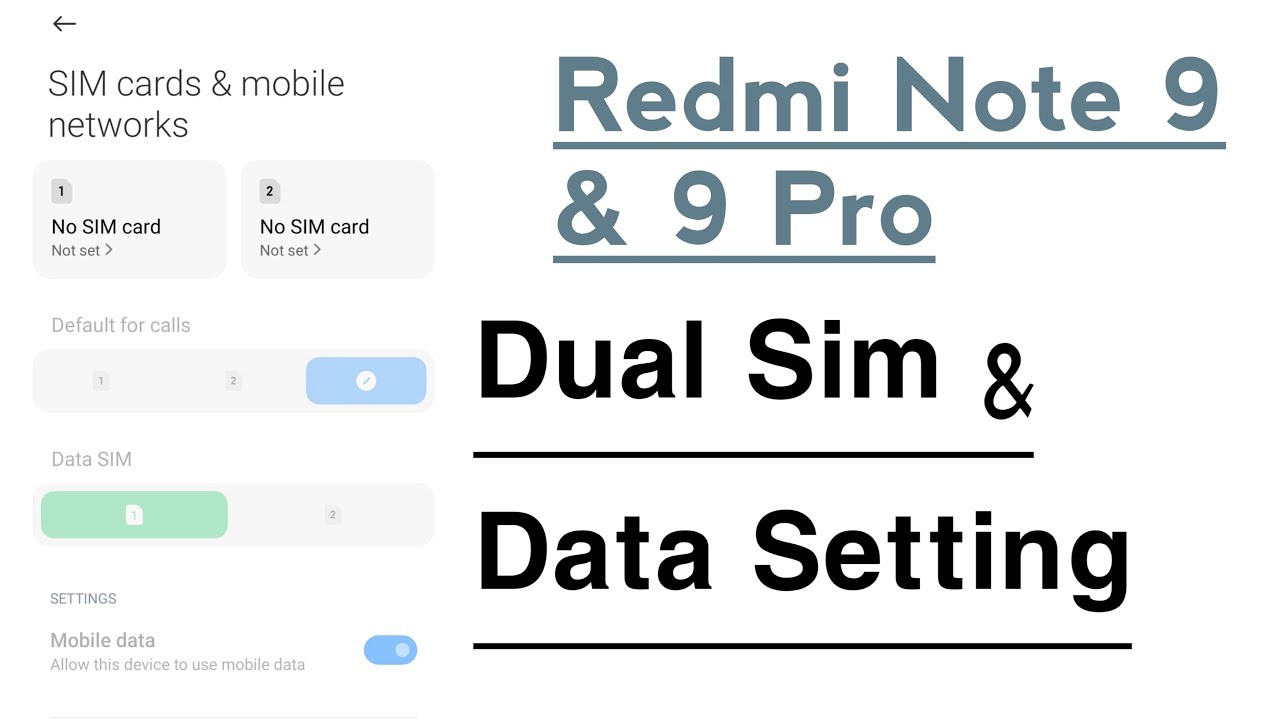 Redmi Note 9, 9 Pro Dual Sim And Data Settings - YouTube