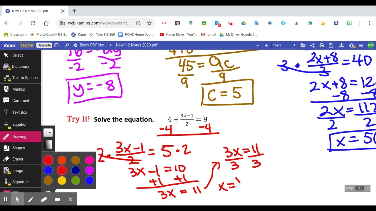 A1 Lesson 1-2 Solve Multi-Step Equations Video Notes - YouTube