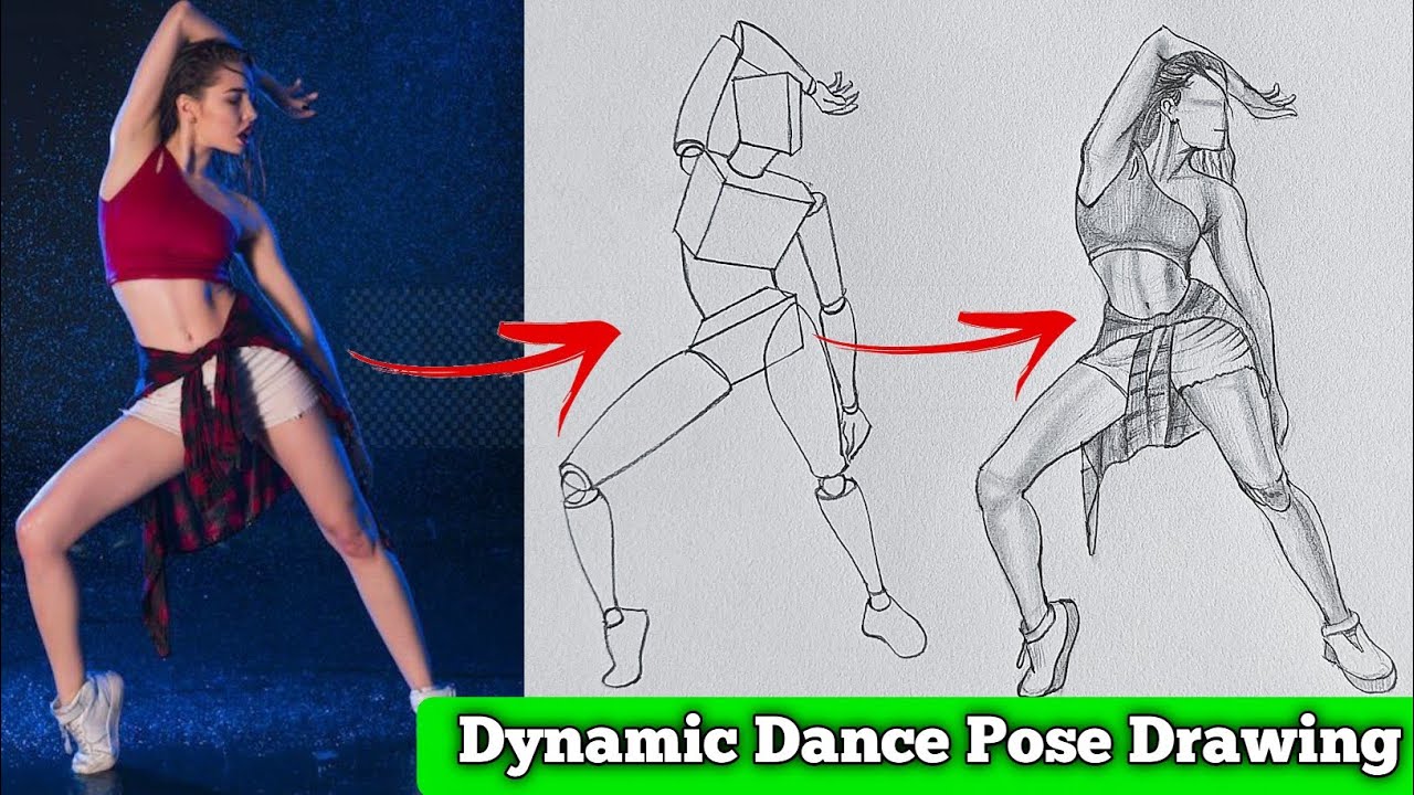How To Draw a Female Figure||Dynamic Dance Pose Drawing||Pencil Drawing - YouTube