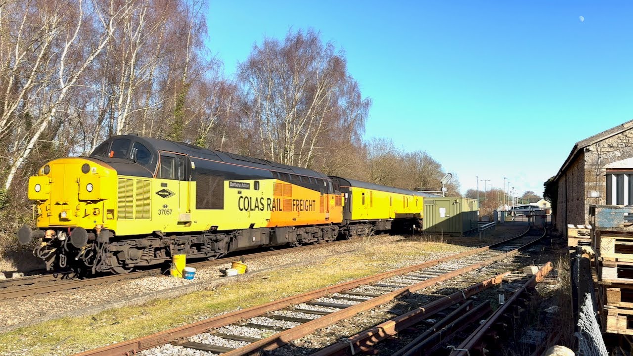 CLASS 37'S ROAR THRO TEMPLECOMBE 37610 HEADS A TRACK INSPECTION TRAIN ...