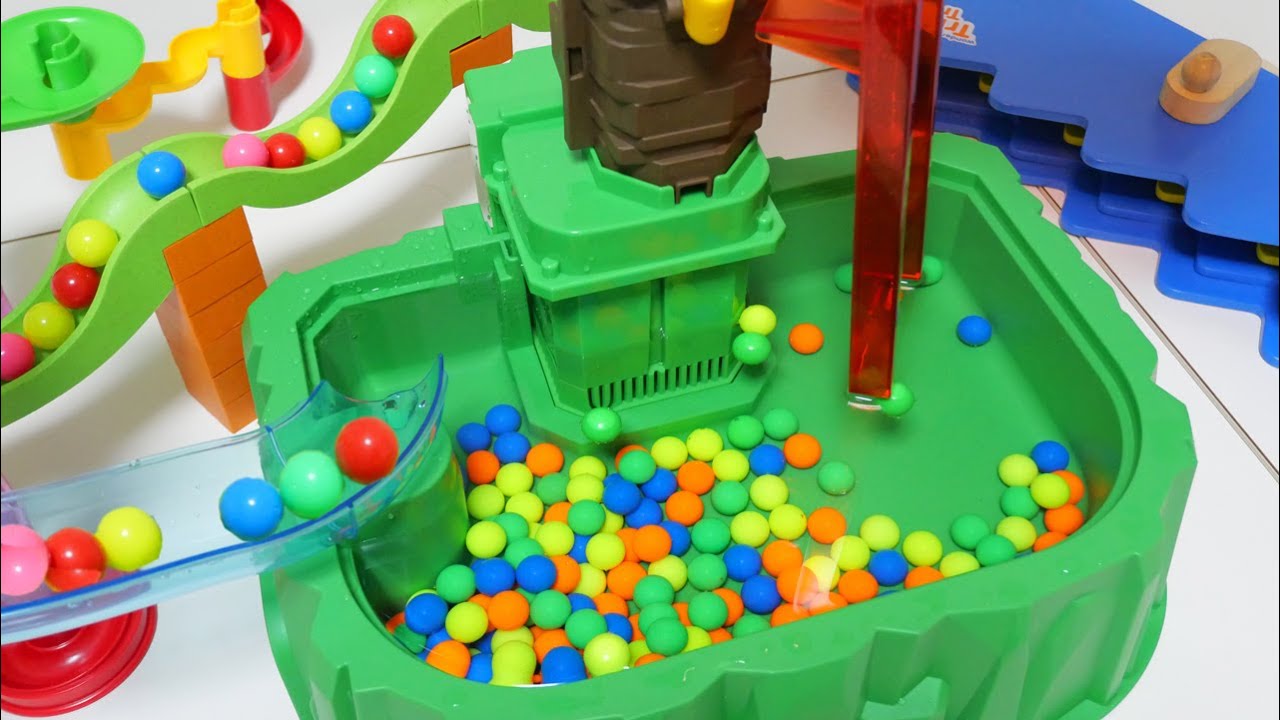 Marble Run Race ASMR☆New Course Dinosaur Somen Slider & Wooden Hand ...