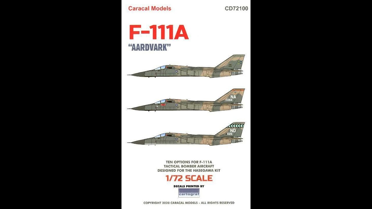 Caracal Models 1:72 F-111A Aaardvark Decal Sheet Video Review - YouTube