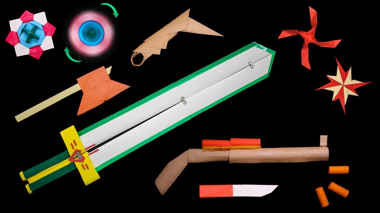 15 Super Fast Origami Ninja star/Gun/Knife/Sword - YouTube