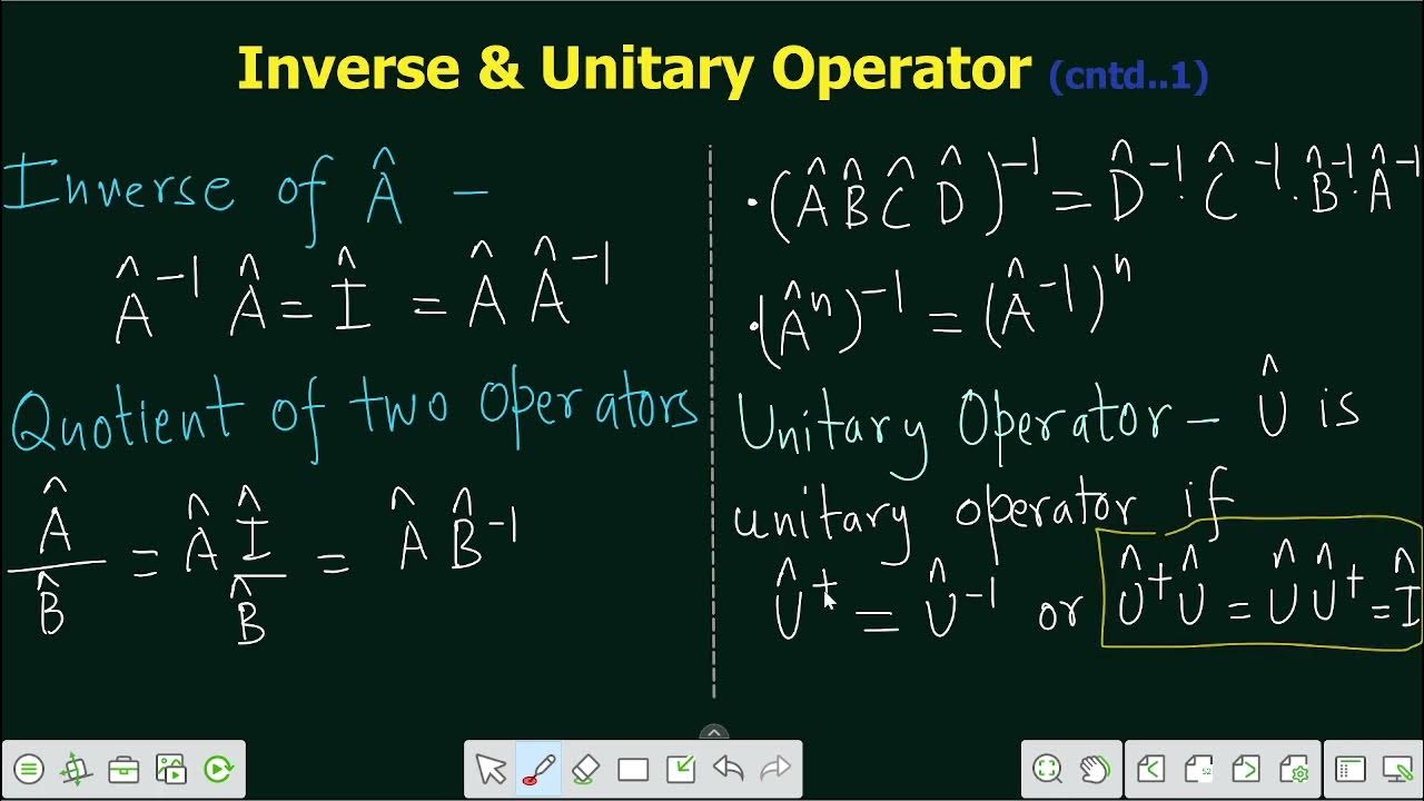 Lecture - 8 | Inverse & Unitary Operators | Quantum Mechanics | 5th sem ...